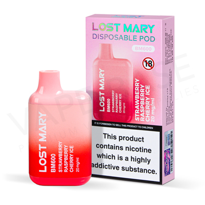 Strawberry Raspberry Cherry Ice Lost Mary BM600 Disposable Vape | Lost Mary BM600 Disposables ...